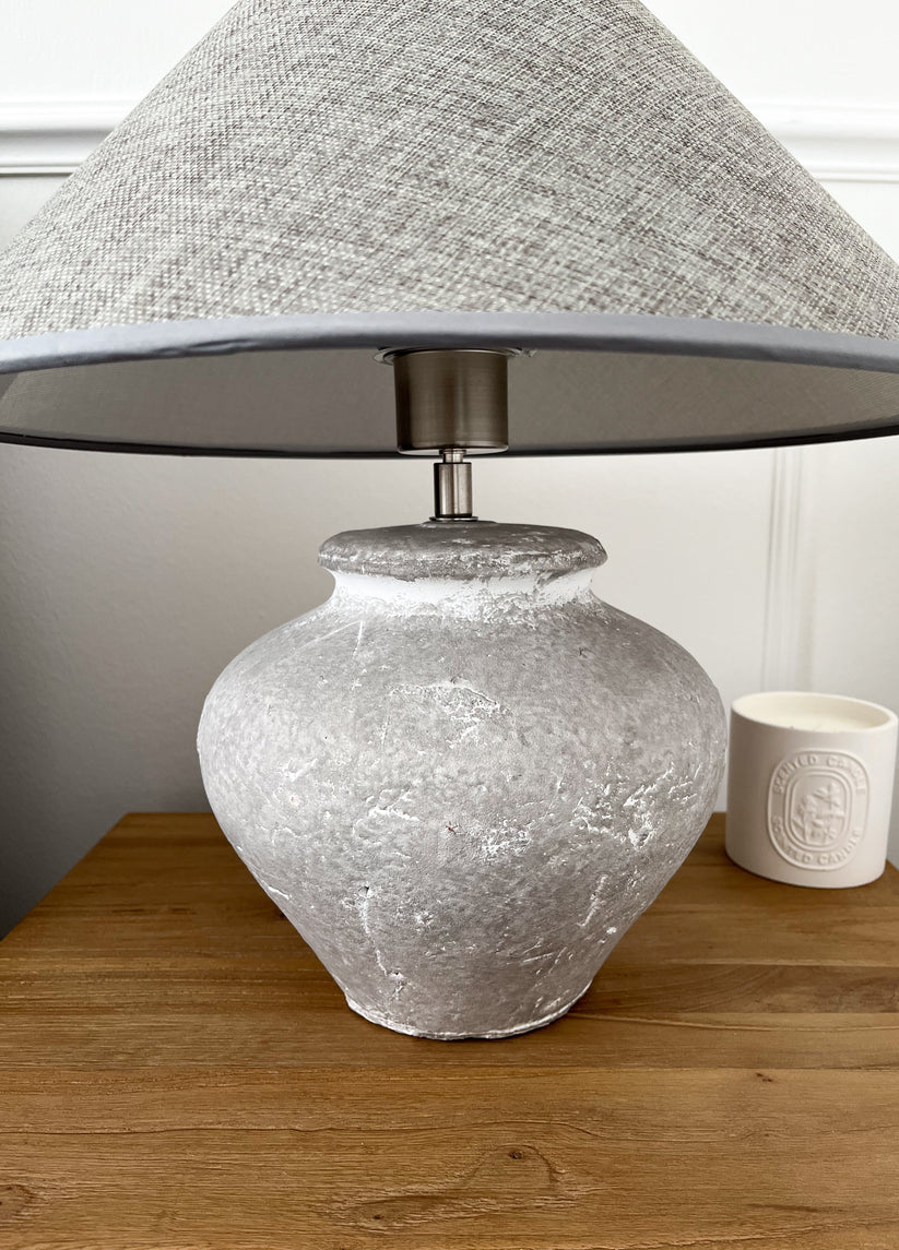 Textured Grey Stone Lamp and Shade 40cm – Wholesome Home