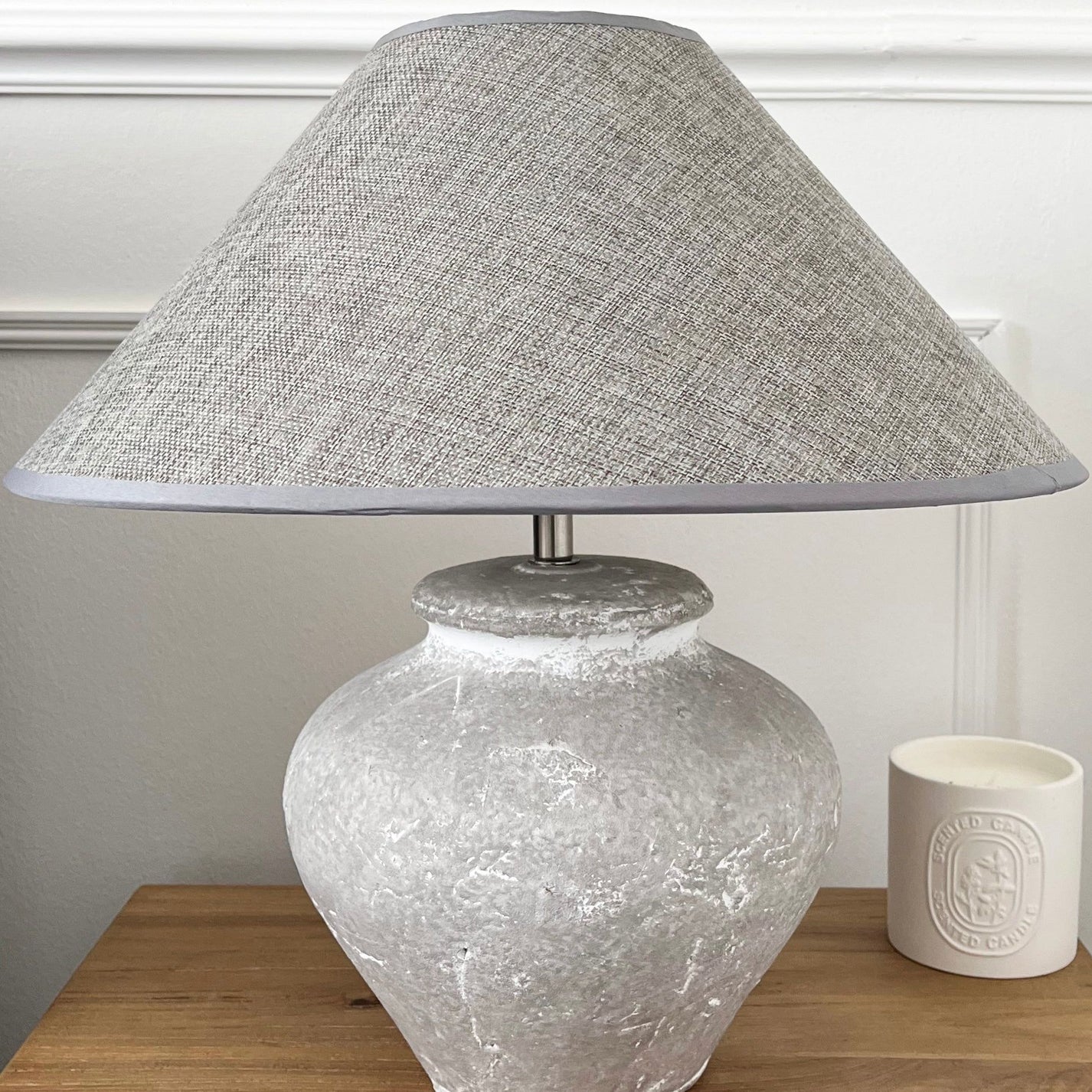 Textured Grey Stone Lamp and Shade 40cm – Wholesome Home